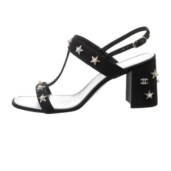 CHANEL | Shoes | Chanel 27 Strappy Stars Pearls Sandal Heels | Poshmark
